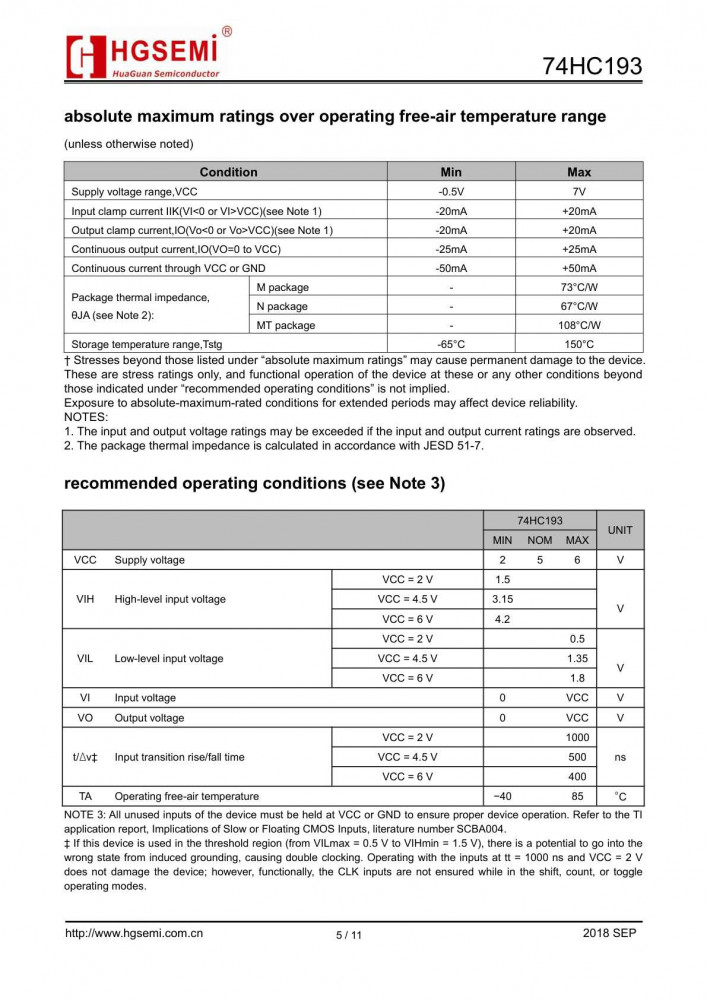 74HC193M/TR datasheet page 5