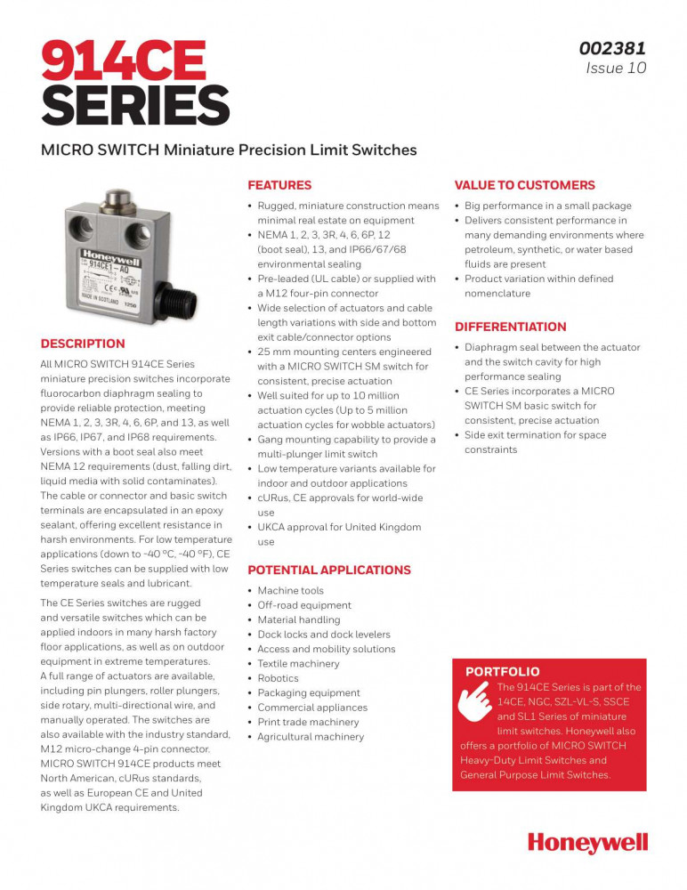914CE Series datasheet page 1