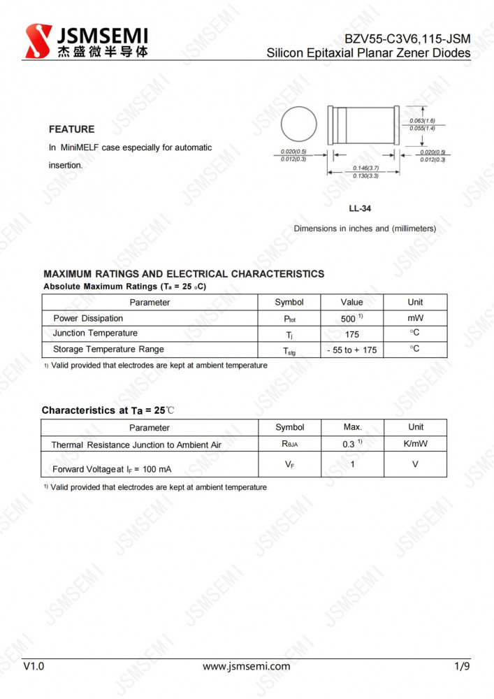BZV55 datasheet page 1