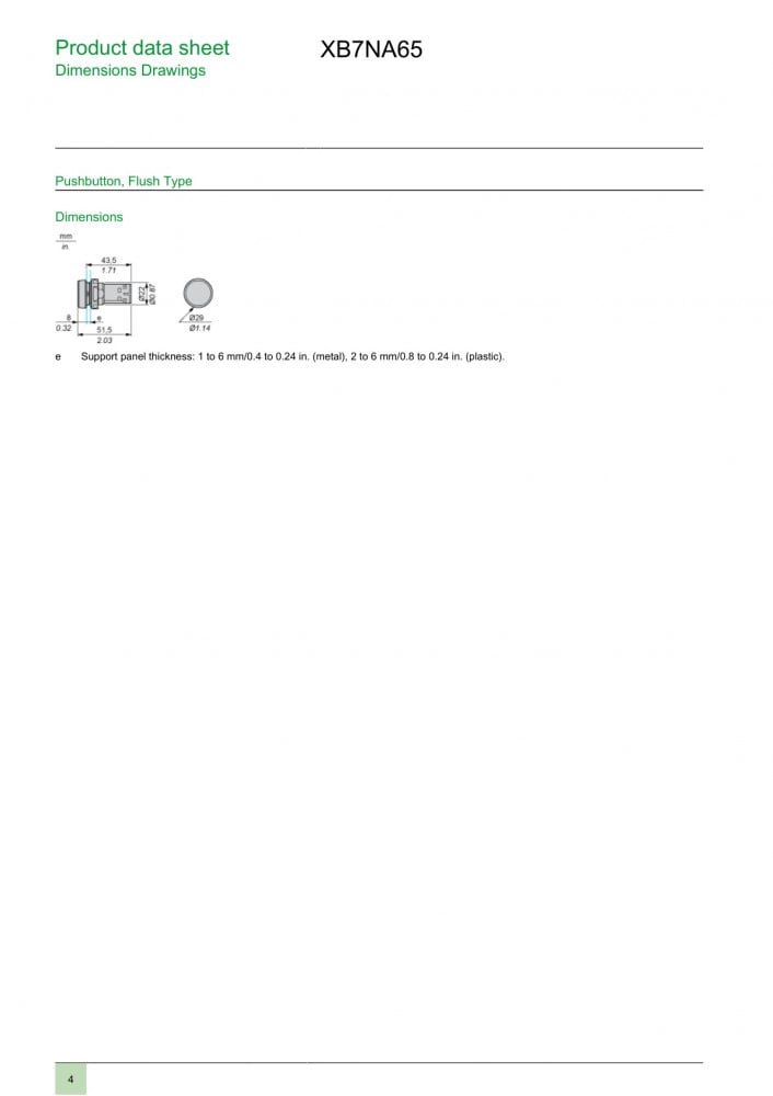 XB7NA65 technical document page 4