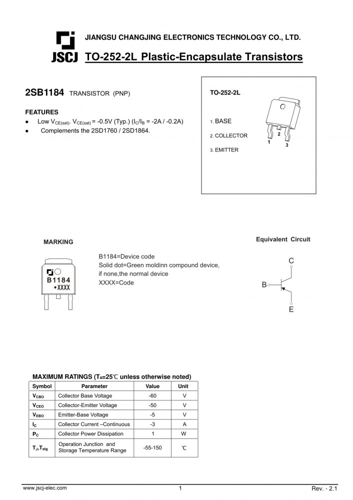 2SB1184 datasheet page 1