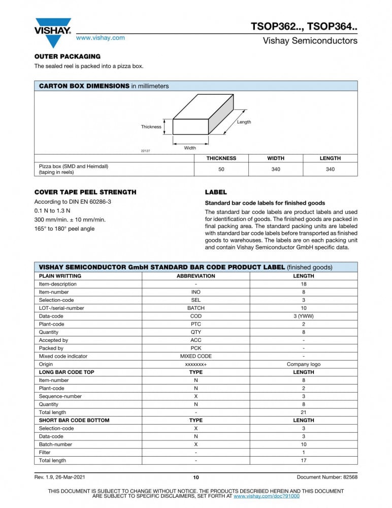 TSOP36438TR datasheet page 10