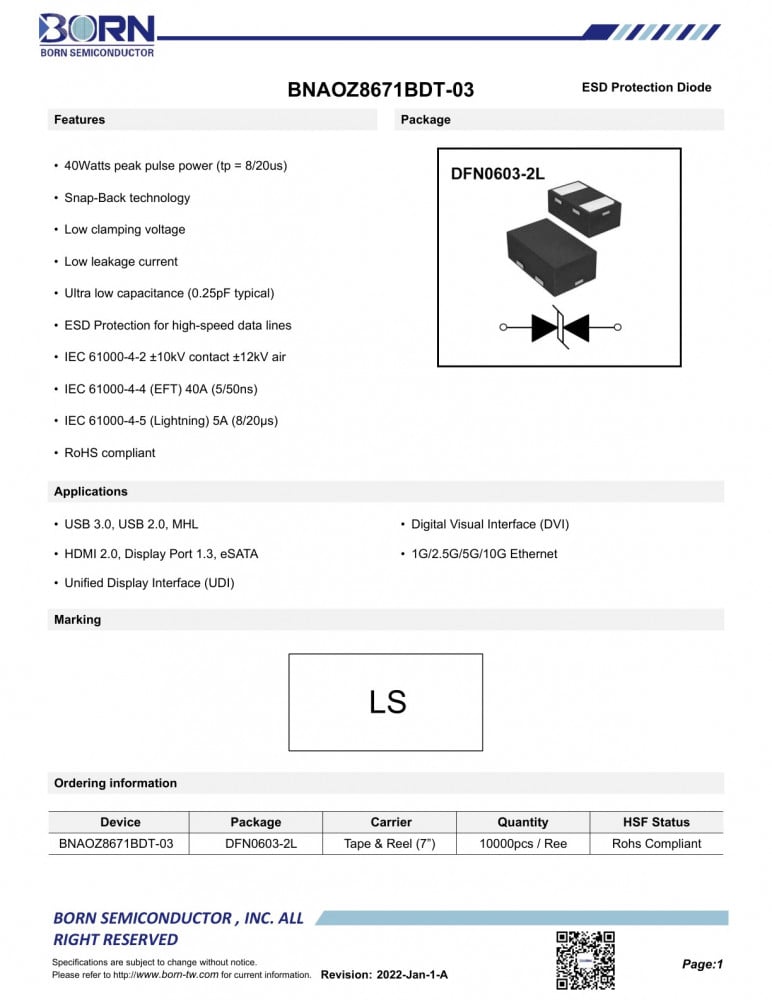 BNAOZ8671BDT-03 datasheet page 1