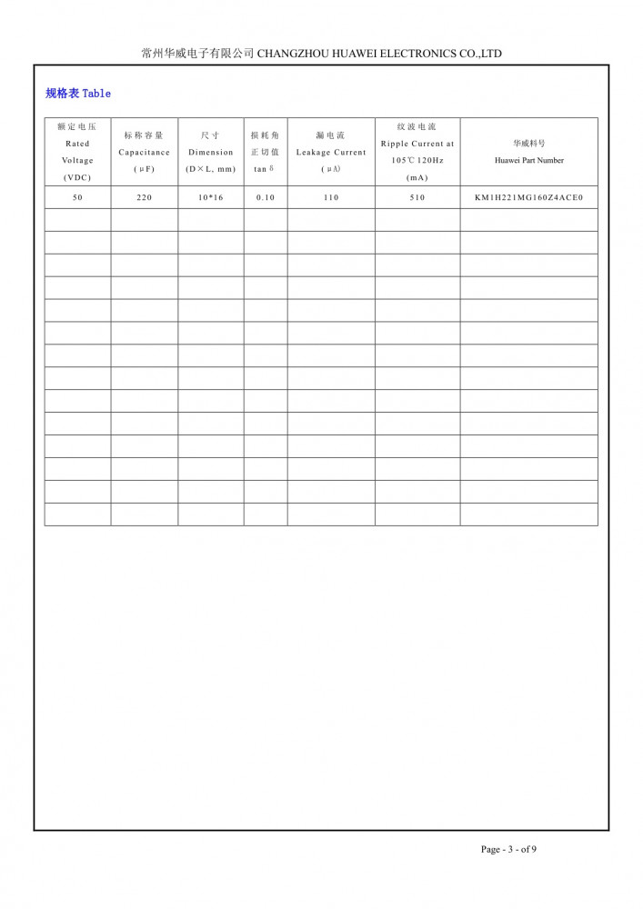 KM1H221MG160Z4ACE0 product specification page 3