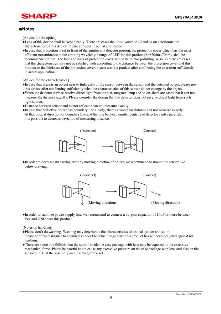 GP2Y0A51SK0F datasheet page 6