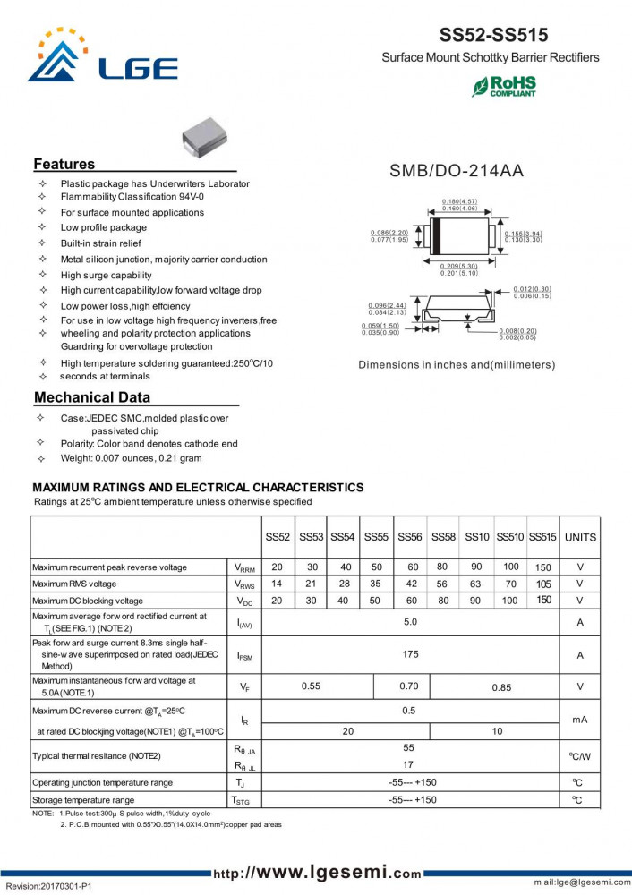 LGE SS515 datasheet page 1