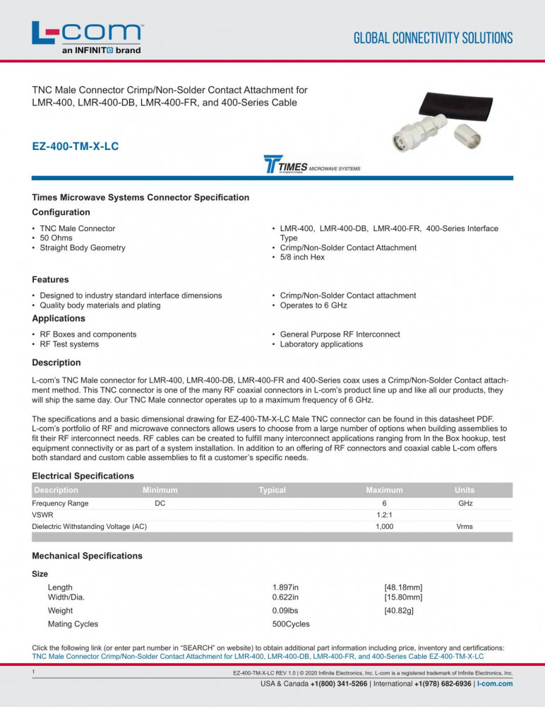 EZ-400-TM-X-LC technical document page 1