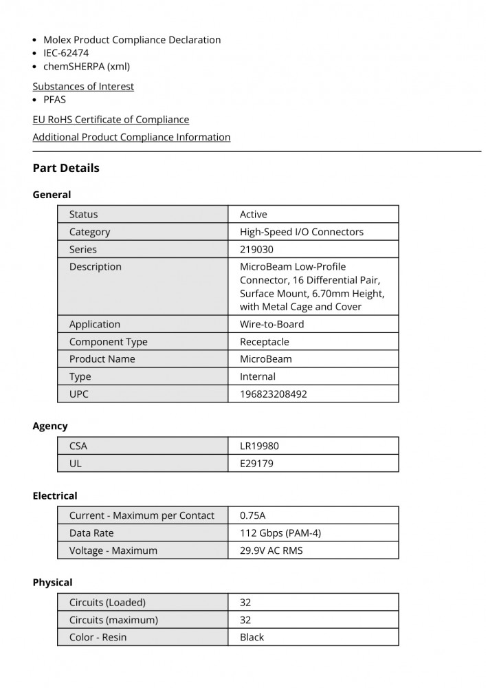 MOLEX 2190302216 technical document preview, page 2