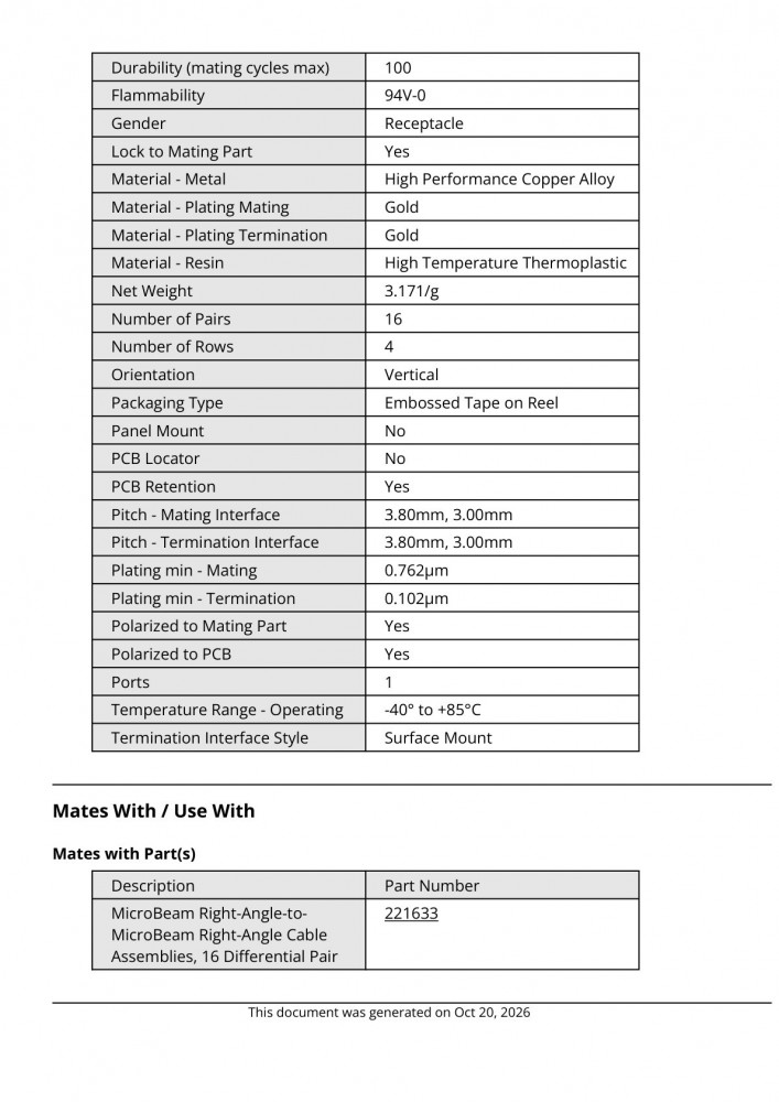 MOLEX 2190302216 technical document preview, page 3