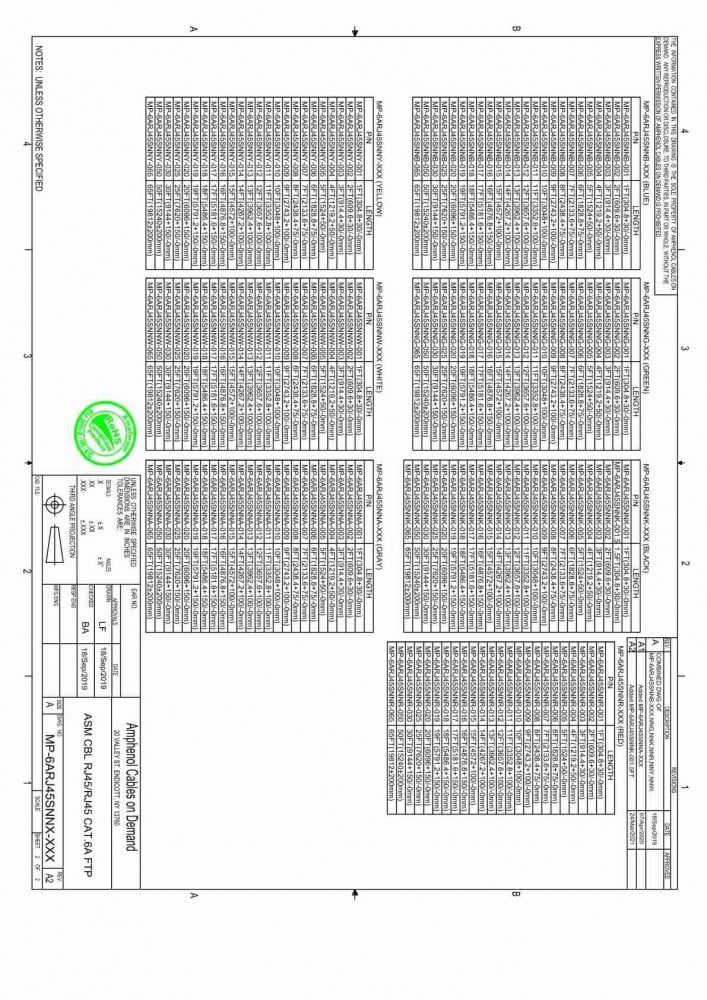 Amphenol MP-6ARJ45SNNG-025 technical drawing page 2