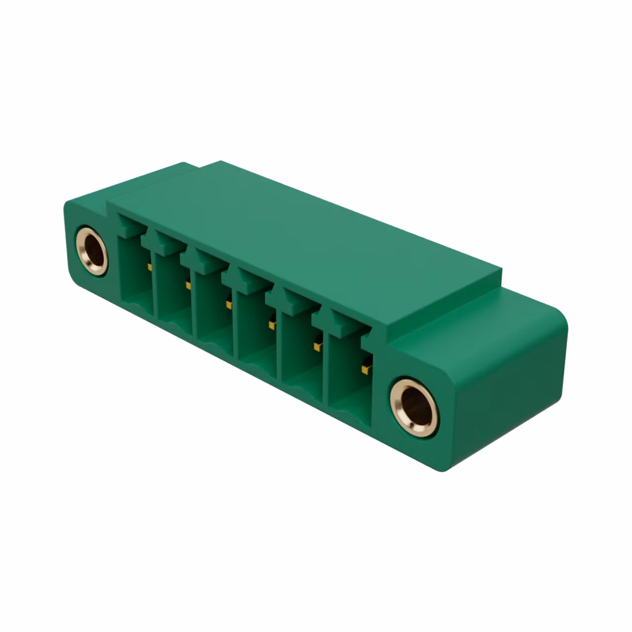 3.50mm Pitch Eurostyle Right-Angle PCB Header, with Threaded Retention Inserts, Green Housing, Gold (Au) Plated, 6 Circuits for sale