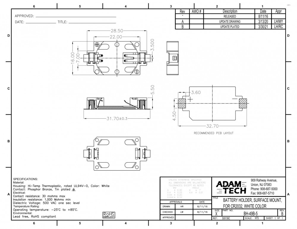 ADAM TECH BH-49B-5 technical drawing preview