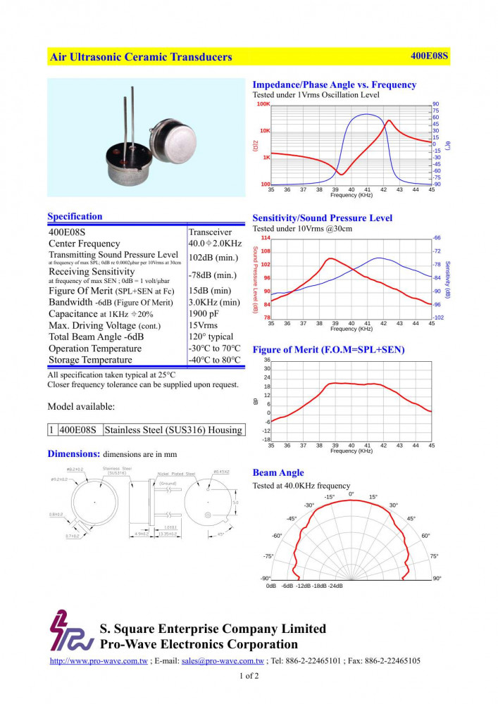 400E08S technical document, page 1