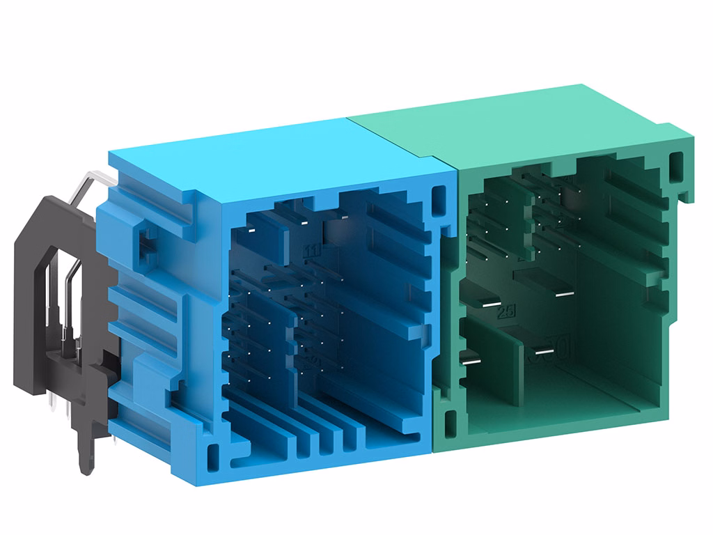 stAK50h 2 Bay Right-Angle Hybrid Header, 57 Circuits, Bay 1: 32 Circuits/Key 2/Blue; Bay 2: 25 Circuits/Key 1/Green; Tray for sale