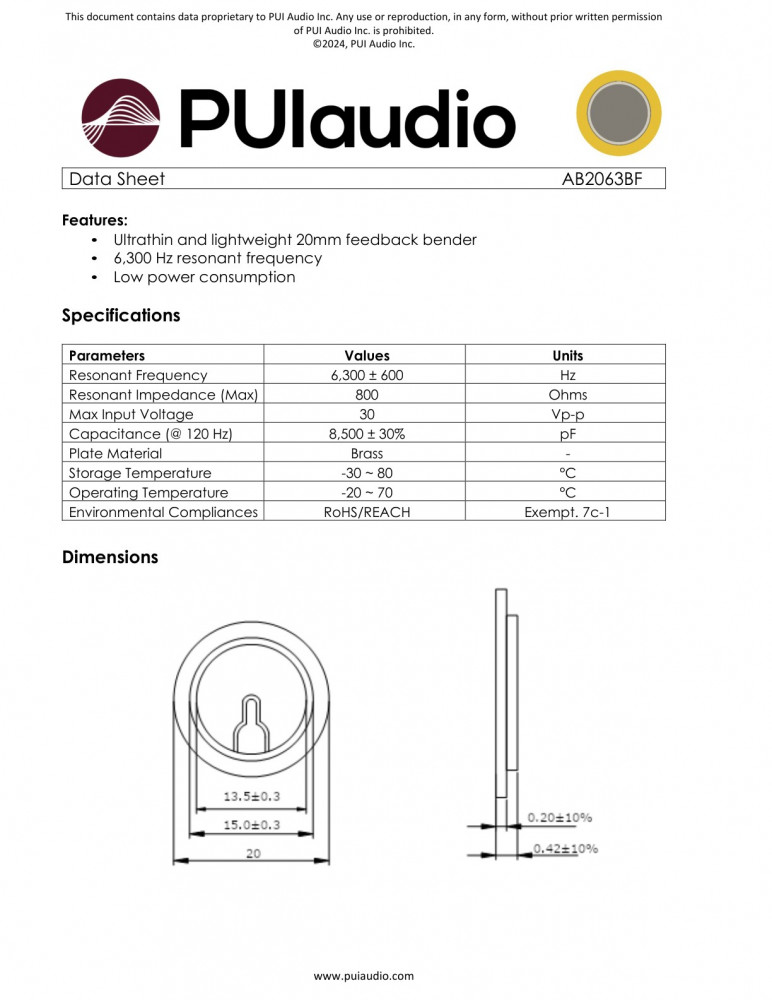 AB2063BF datasheet page 1