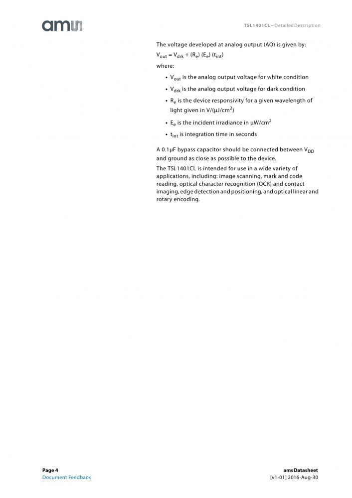 TSL1401CL datasheet page 4