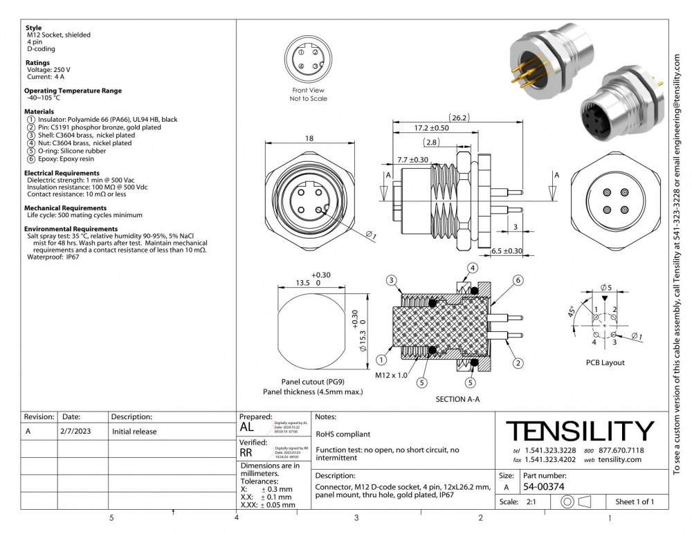 Tensility International 54-00374 product drawing
