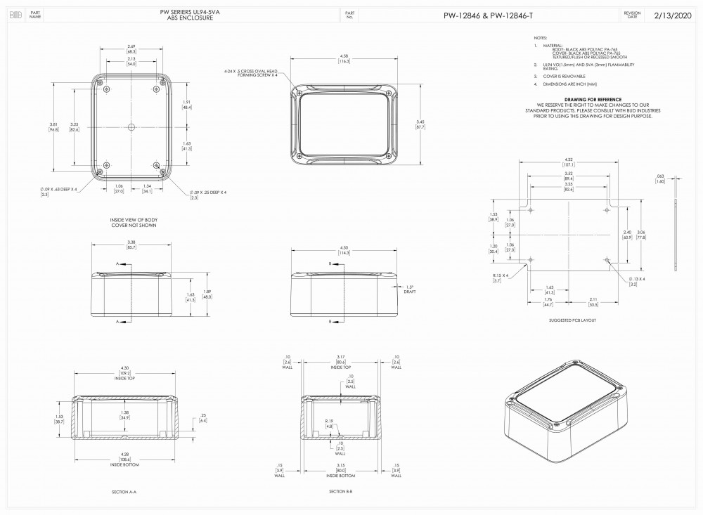 PW-12846 enclosure technical drawing
