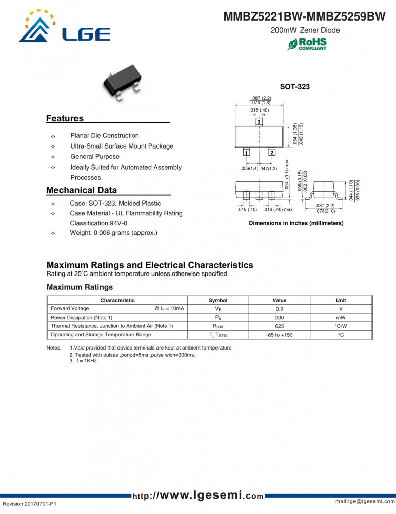 MMBZ5231BW datasheet page 1