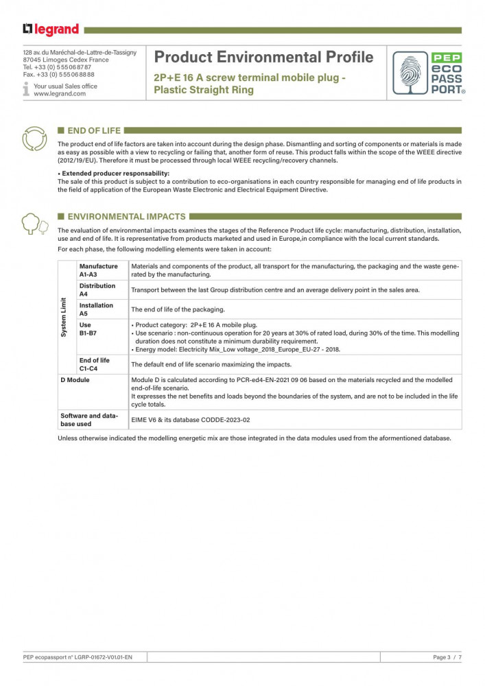 Legrand product document, page 3
