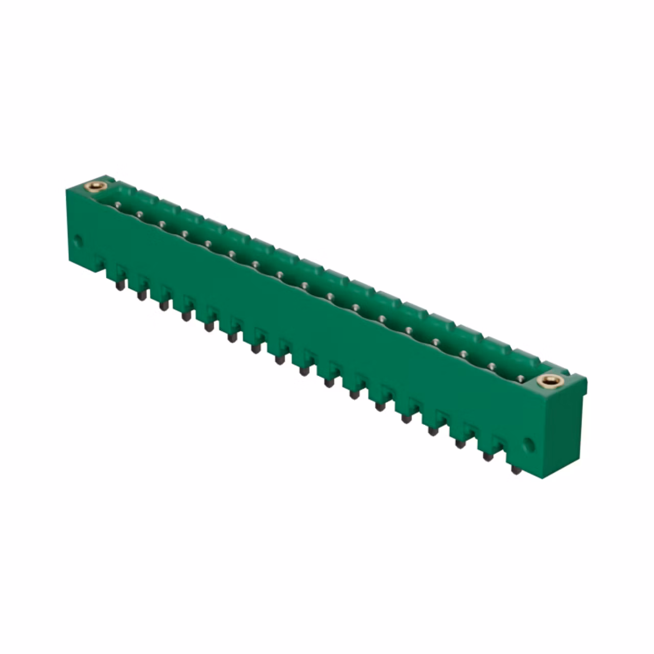 5.00mm Pitch Eurostyle Vertical PCB Header, with Threaded Retention Inserts, Green Housing, 17 Circuits for sale