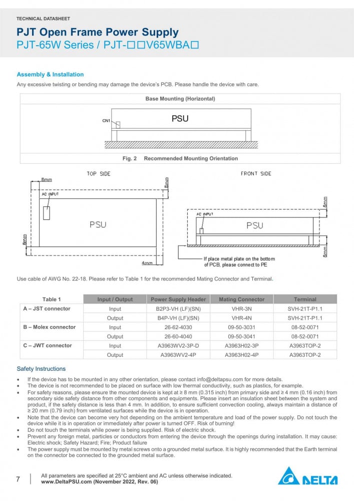 Delta PJT-65W datasheet page 7
