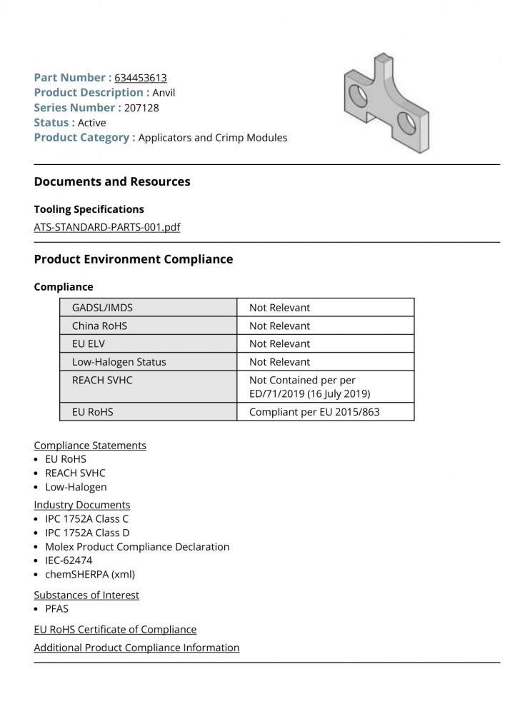 Tooling document preview, page 1