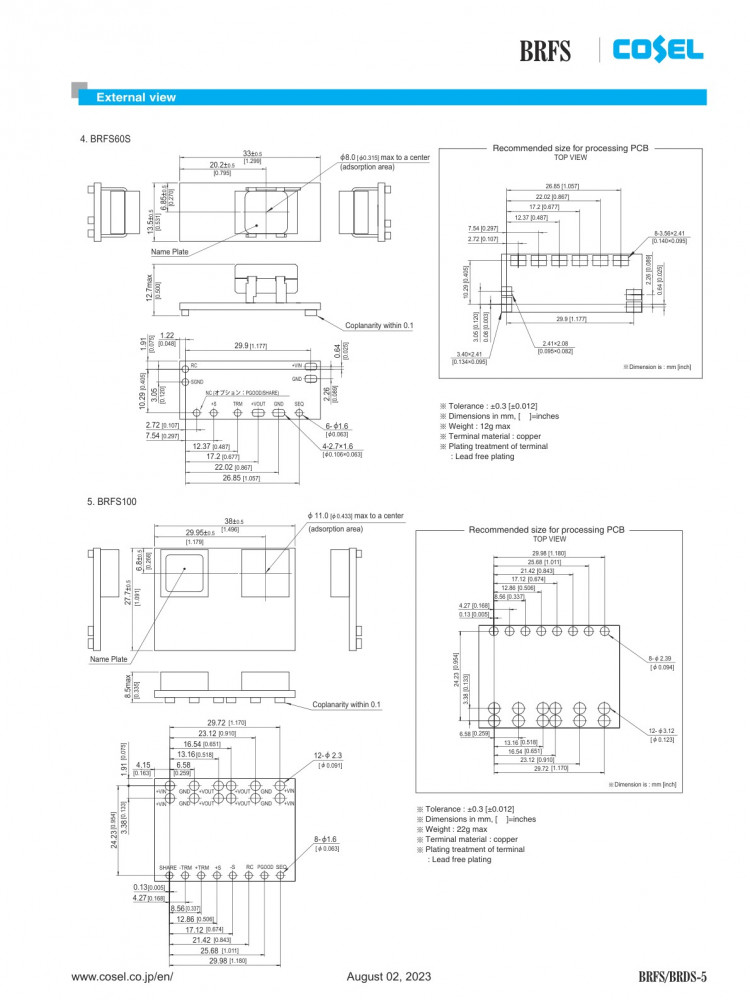Cosel BRDS series datasheet page 5