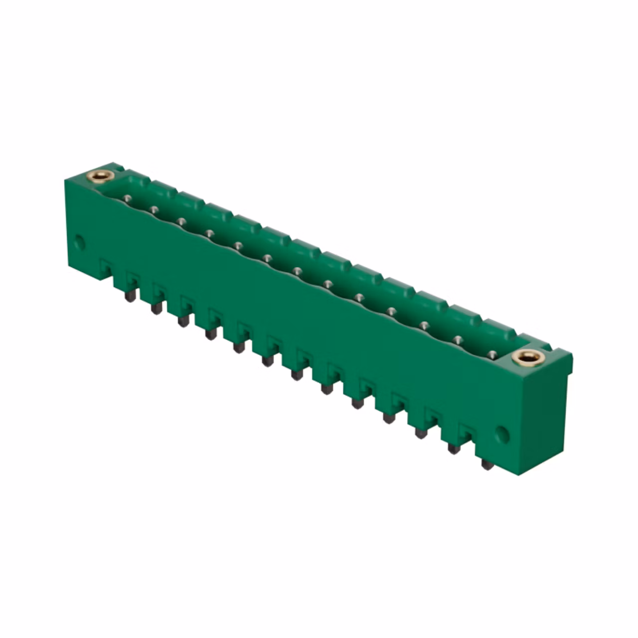 5.00mm Pitch Eurostyle Vertical PCB Header, with Threaded Retention Inserts, Green Housing, 13 Circuits for sale