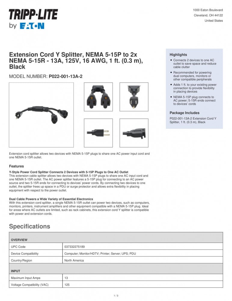 P022-001-13A-2 technical document page 1