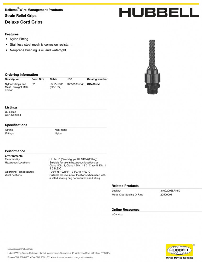 CG408NM product documentation page