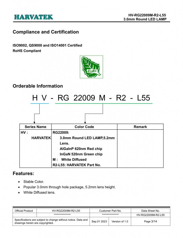 HV-RG22009M-R2-L55 datasheet page 3