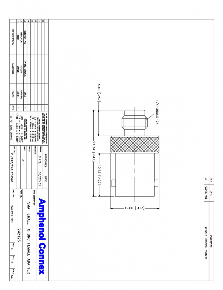 Amphenol 242123 technical drawing