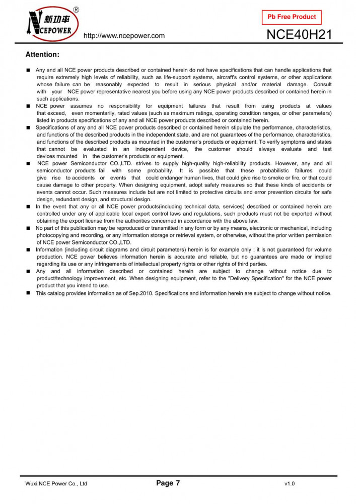 NCE40H21 datasheet page 7