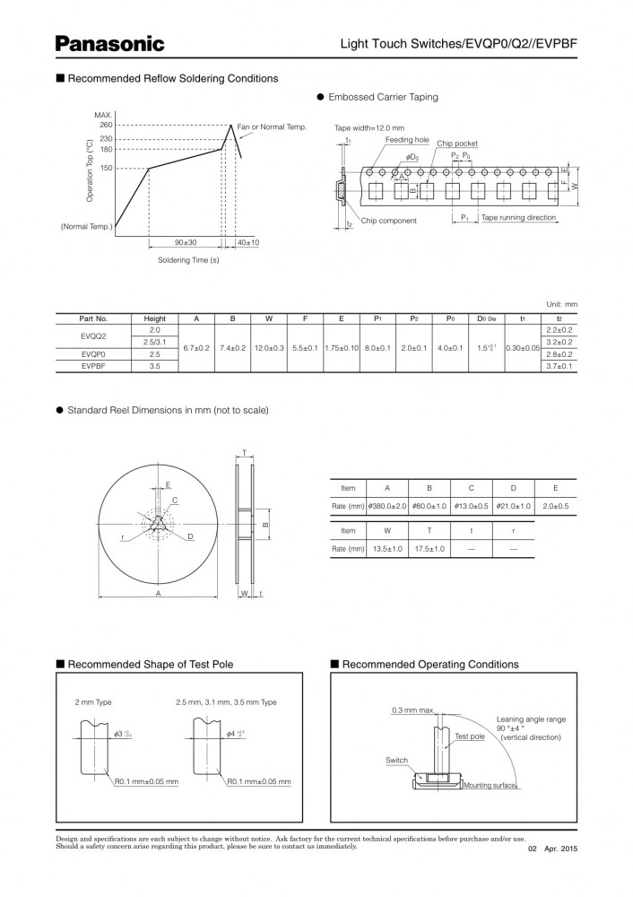 Panasonic EVQQ2F03W datasheet page 5