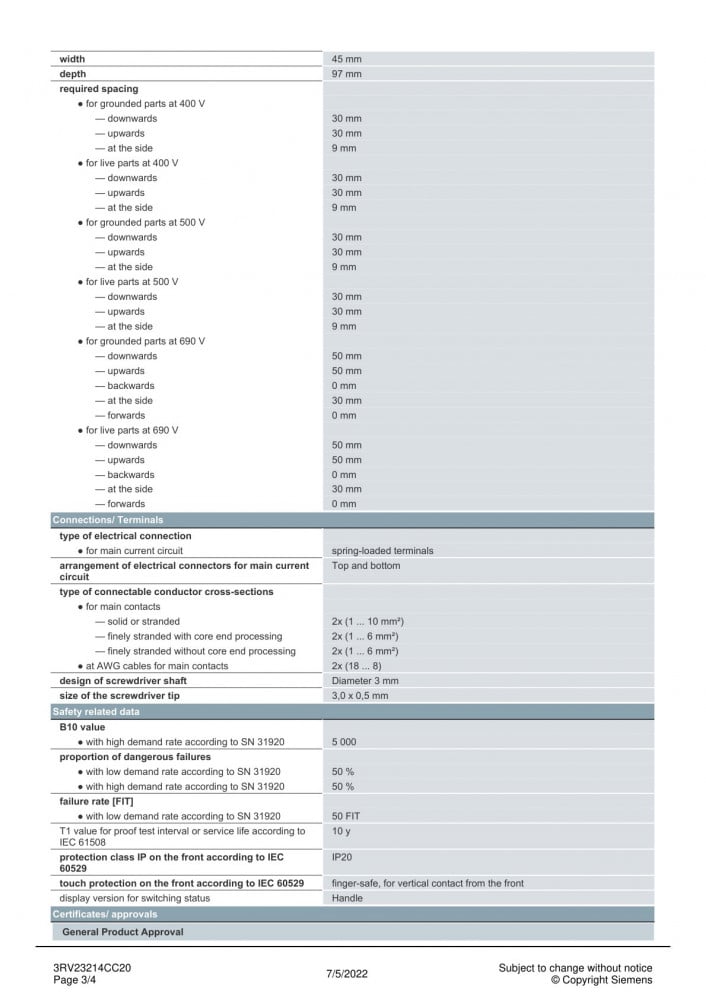 3RV23214CC20 technical document page 3