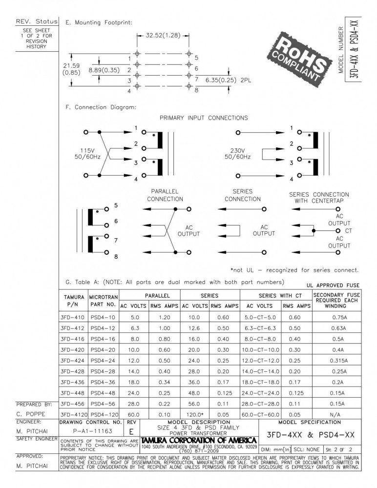 3FD-412 and PSD4-XX family specification drawing, page 2