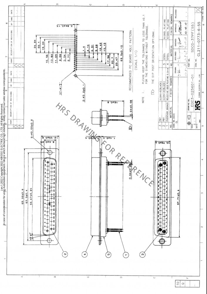 HRS SDCG-37PF(55) technical document page