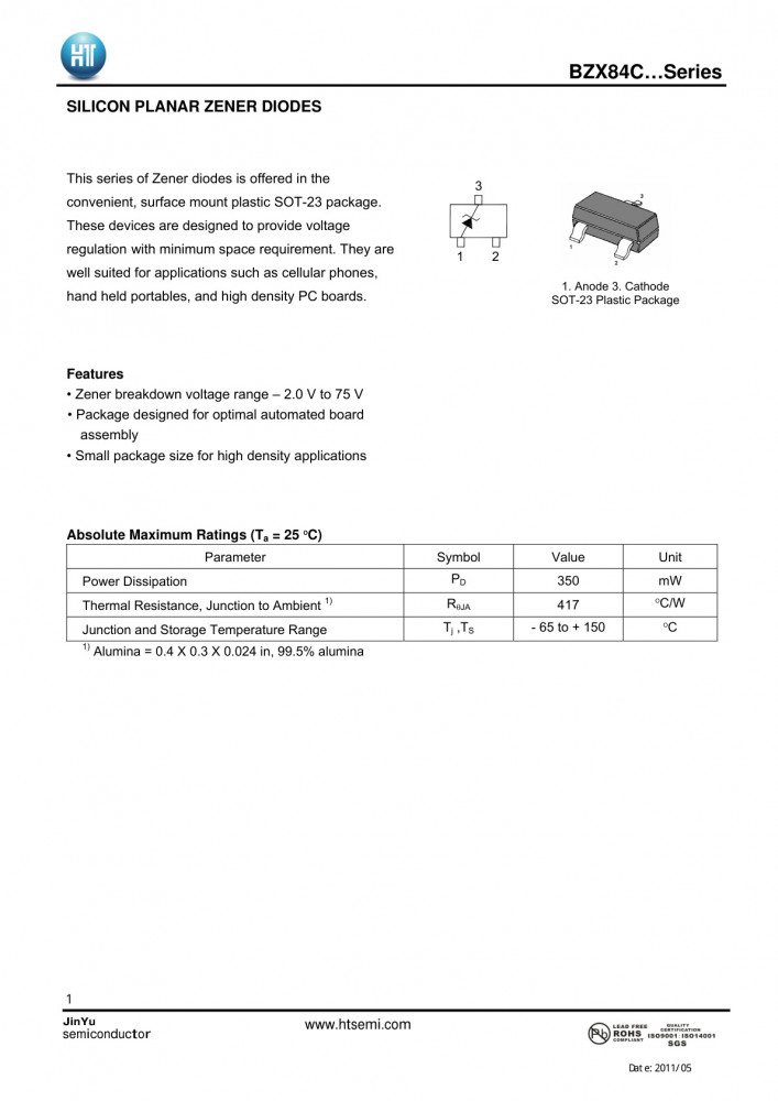 BZX84C18 datasheet page 1