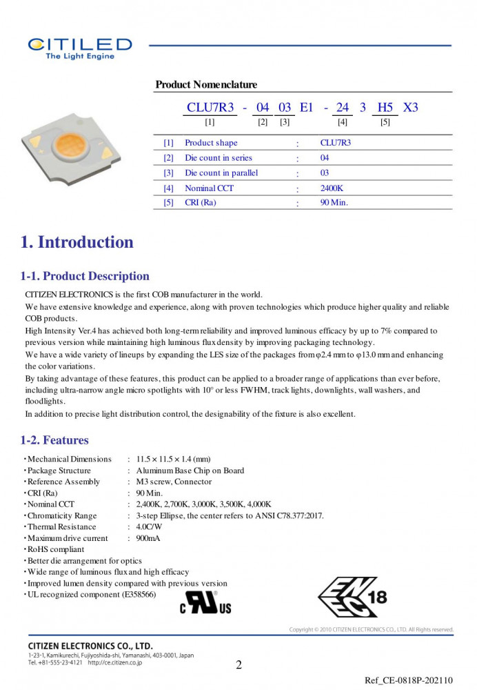 CITIZEN CLU7R3 datasheet page 2