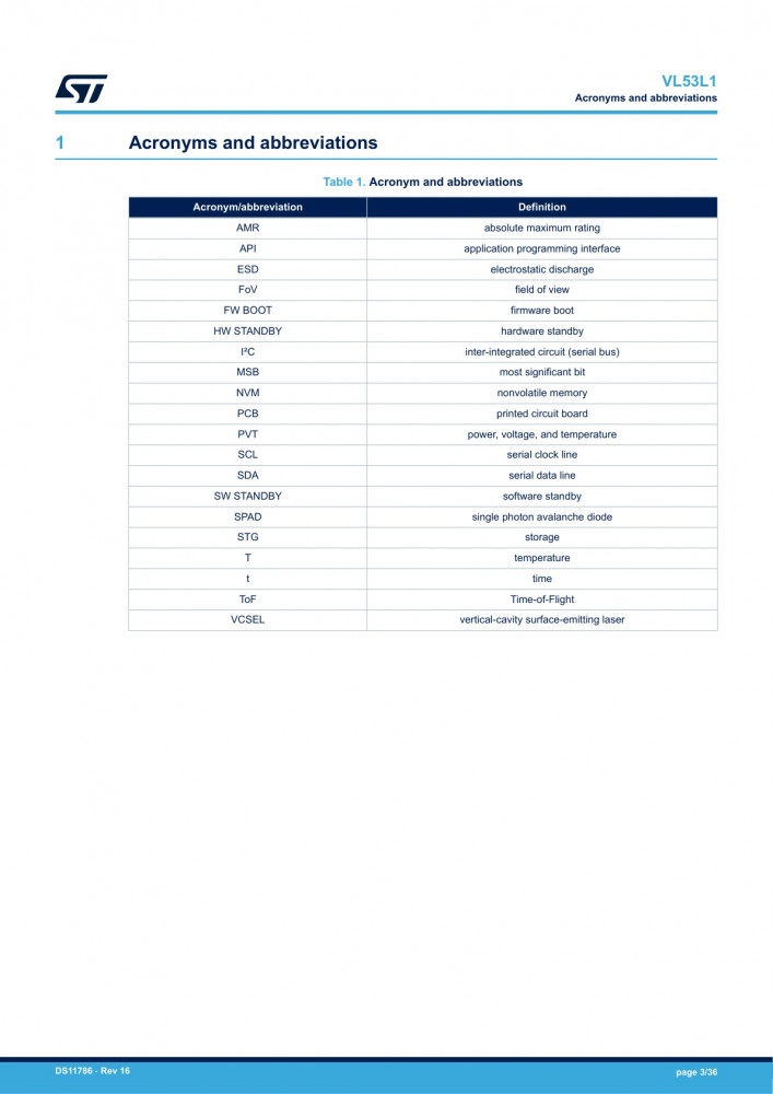 VL53L1 technical document page 3