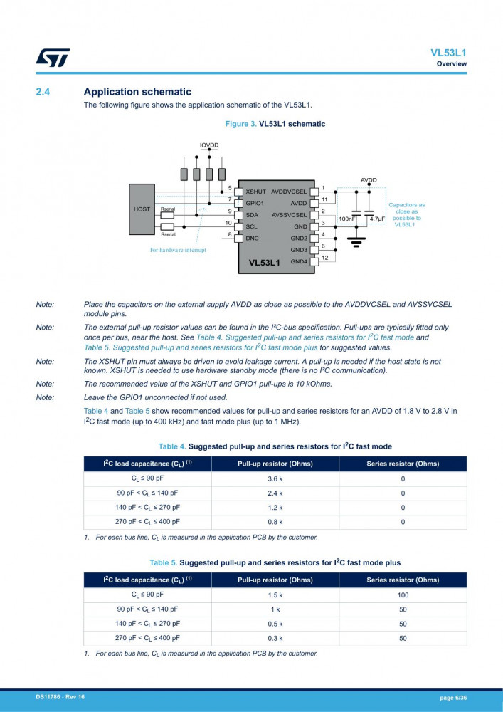 VL53L1 technical document page 6