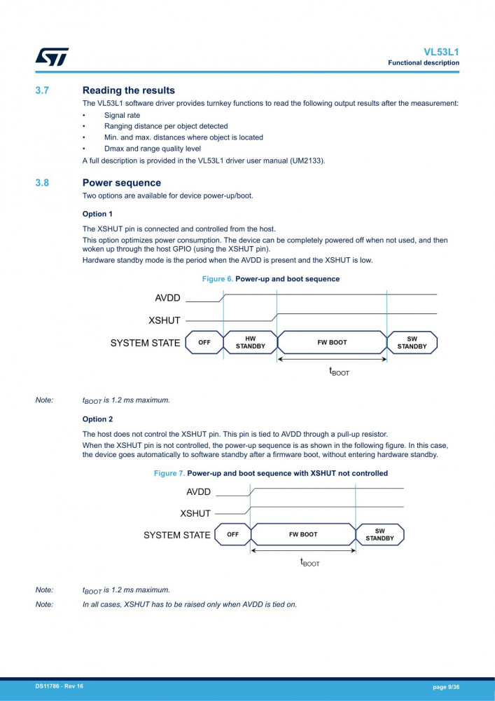 VL53L1 technical document page 9