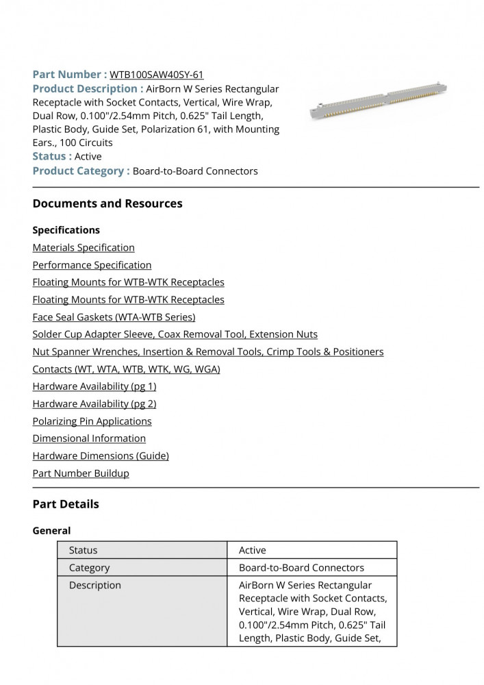 WTB100SAW40SY-61 technical document page 1