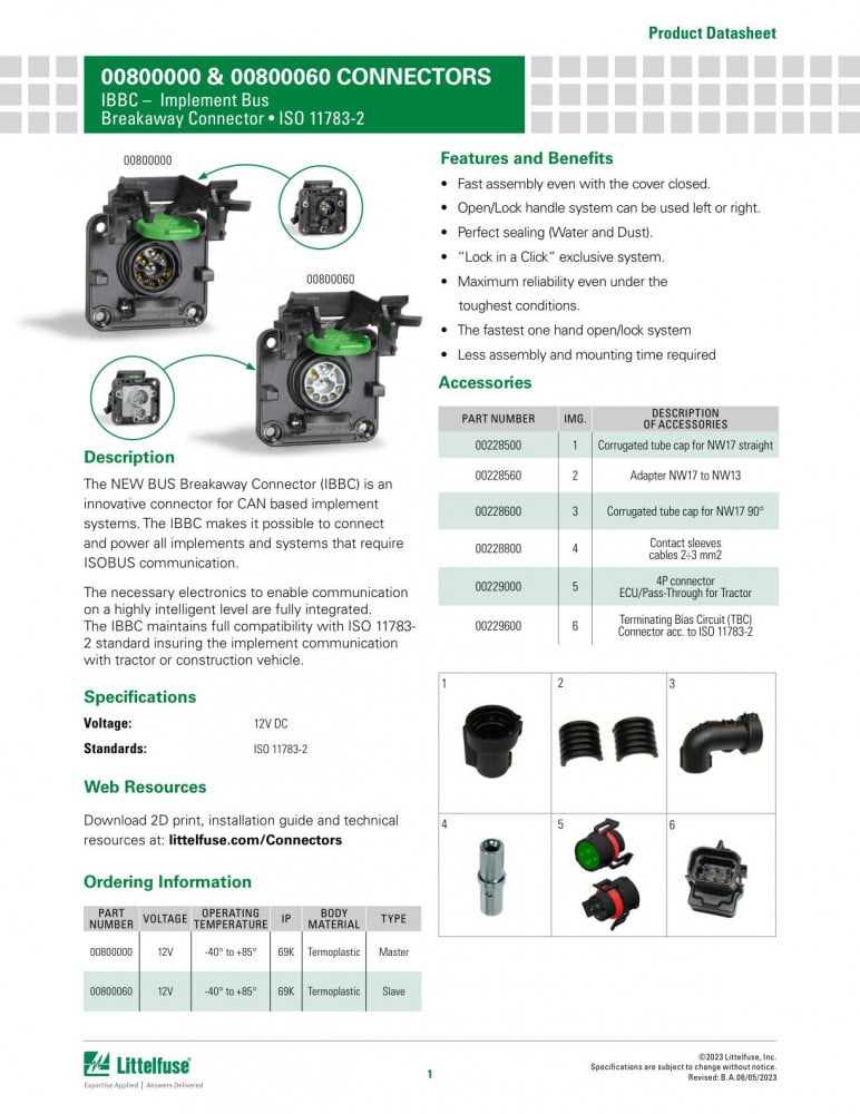 Littelfuse IBBC connector documentation for model 00229000