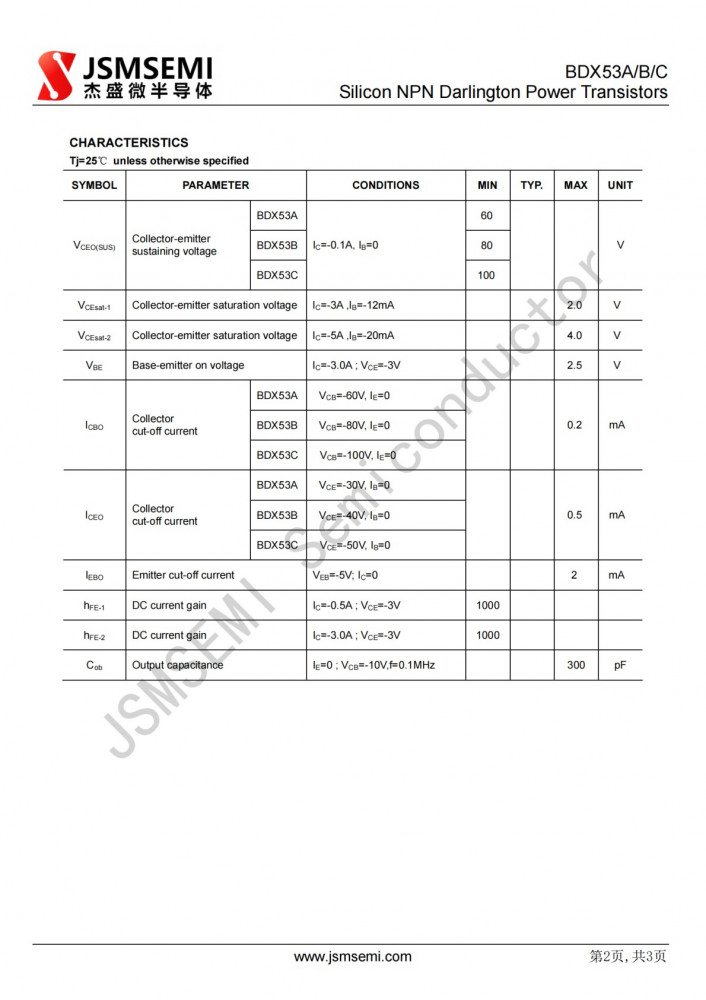 BDX53C datasheet page 2