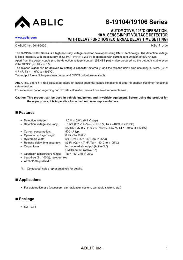 S-19104/19106 datasheet page 1