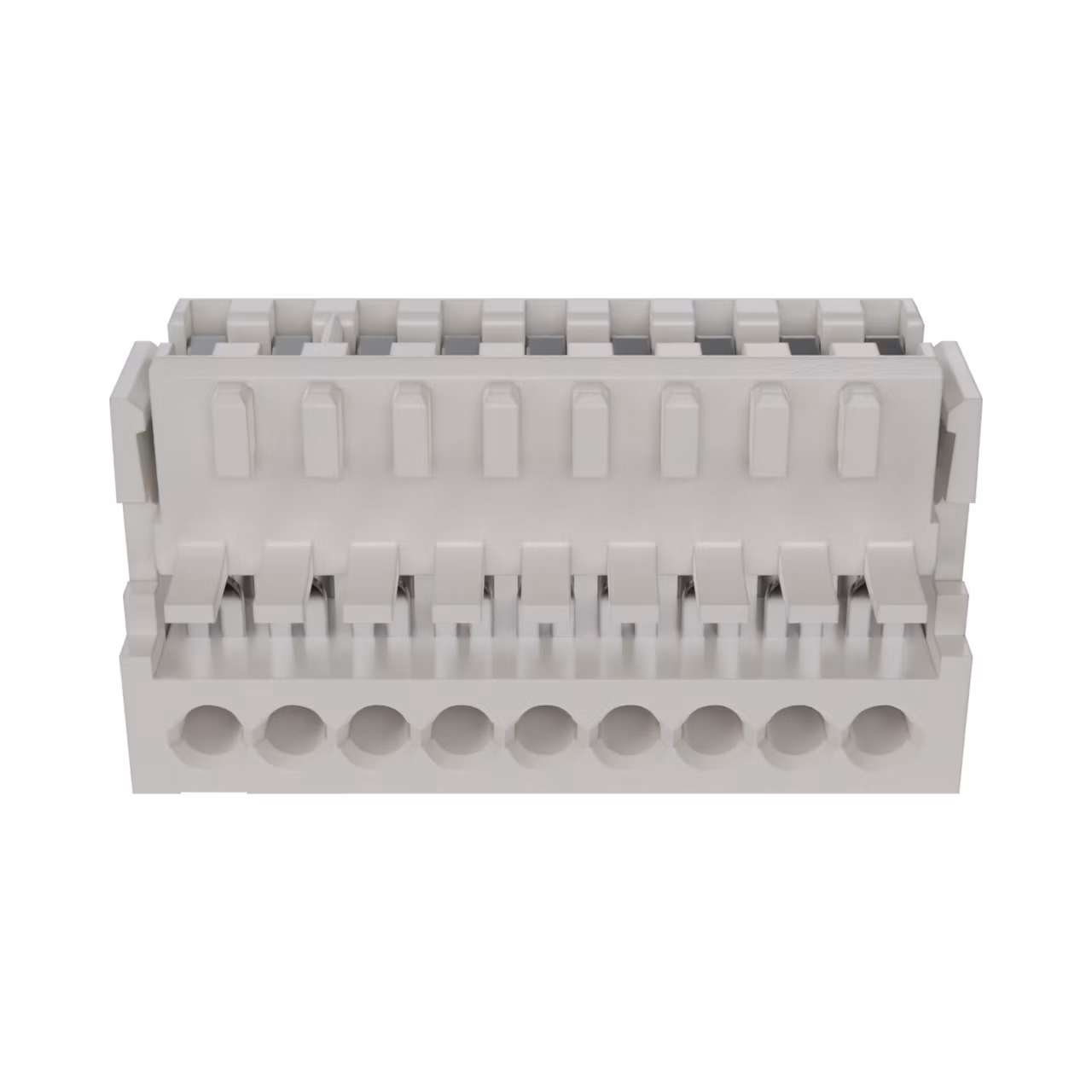 Appli-Mate RAST 2.5 IDT Housing, 2.50mm Pitch, with Side Latches, Female, 9 Circuits, Position Keys A & J Removed, Polarizing Rib Between 2/3 for sale