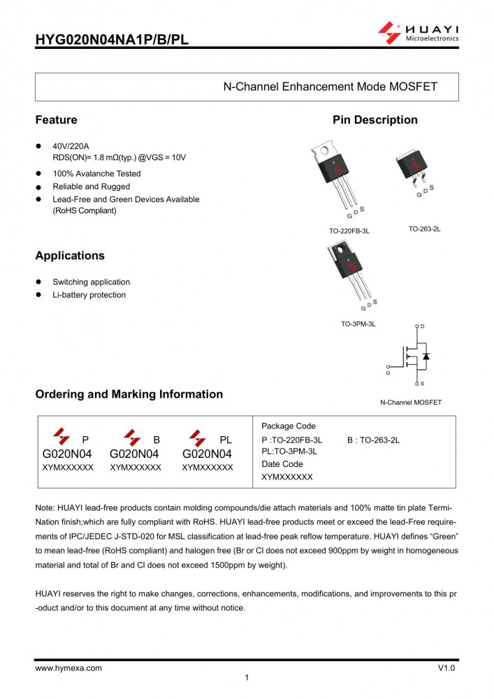 HYG020N04NA1P datasheet page 1