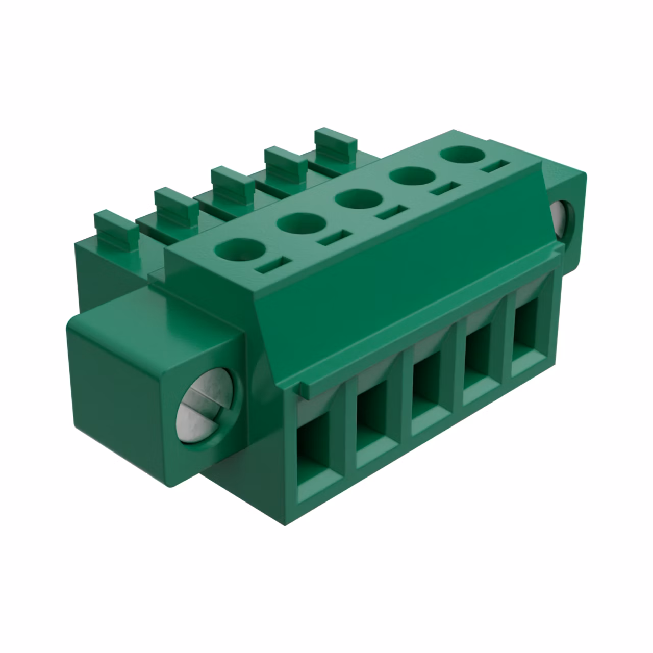 3.81mm Pitch Eurostyle Horizontal Plug, with Retention Screws and Reverse Imprinting, Green Housing, Gold (Au) Plated, 5 Circuits for sale